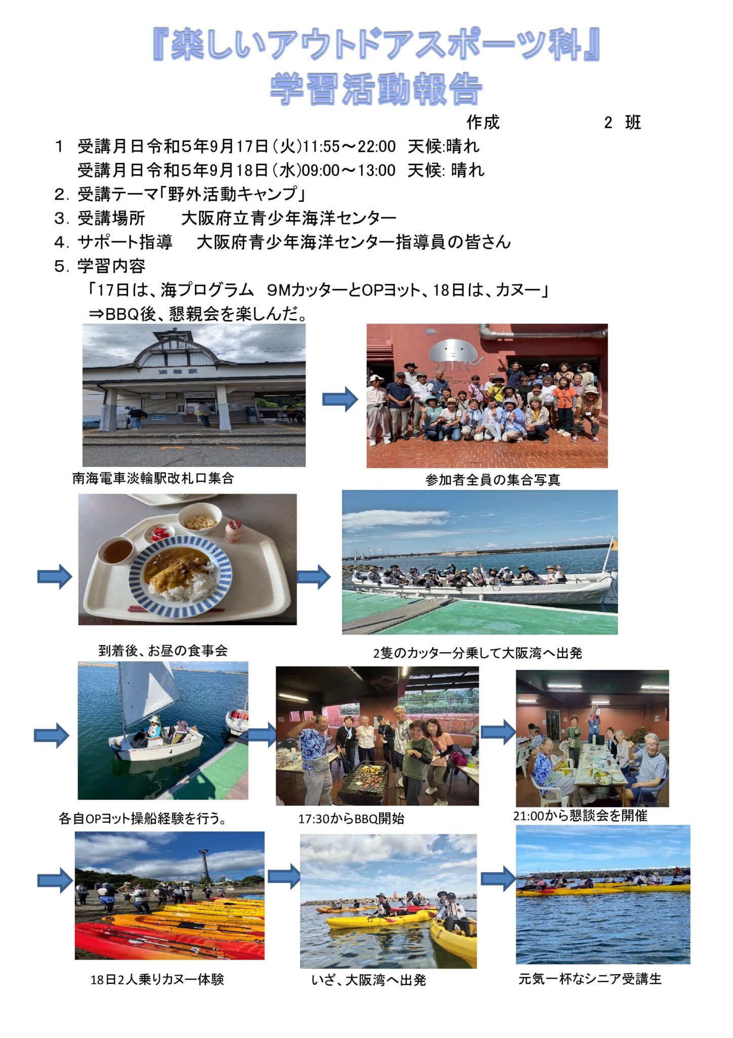 2024.10-楽しいアウトドアスポーツ トピックス | 大阪府北部コミュニティカレッジ（ONCC)